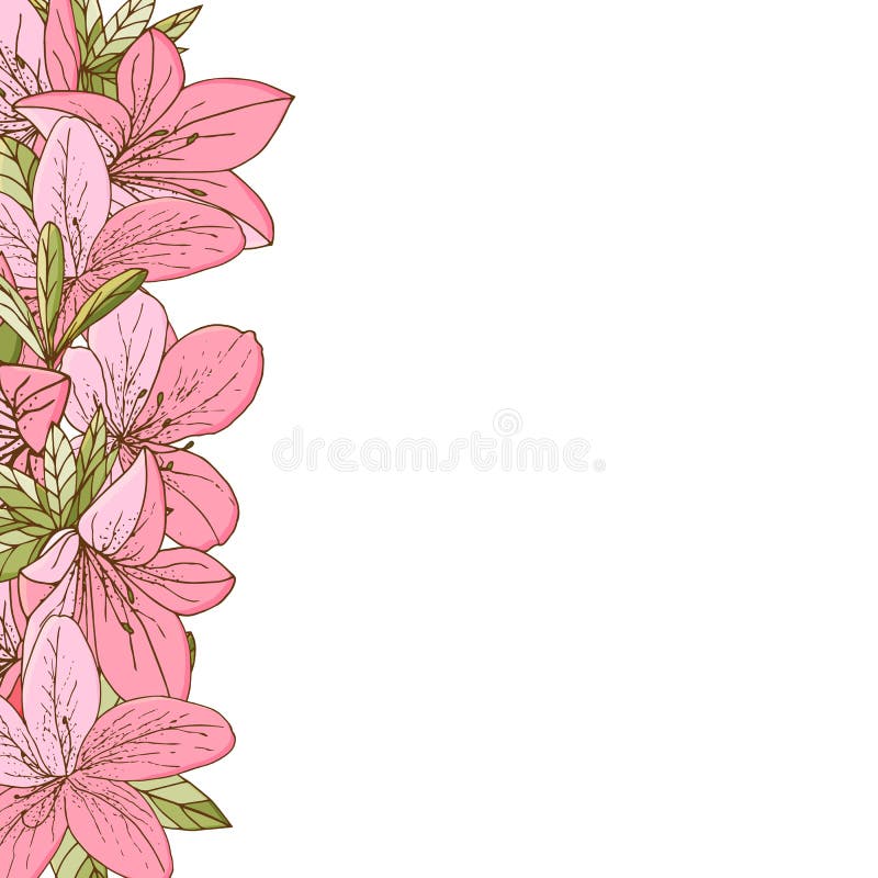 Azalea Frame in Hand Drawn Style. Stock Illustration - Illustration of ...