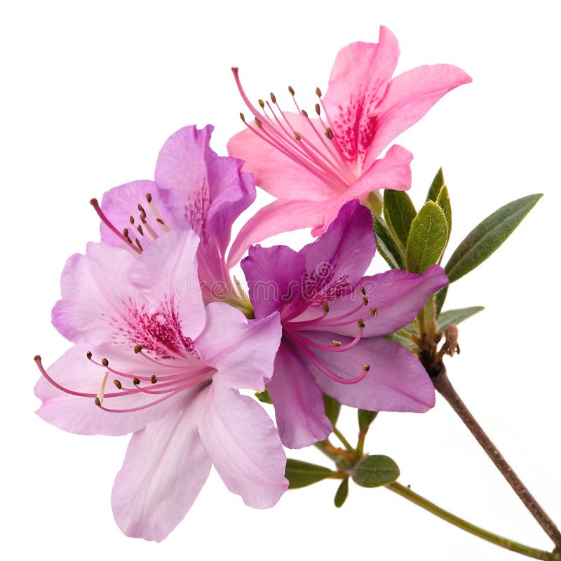 Azaleas Flowers Isolated on White Background Stock Illustration ...