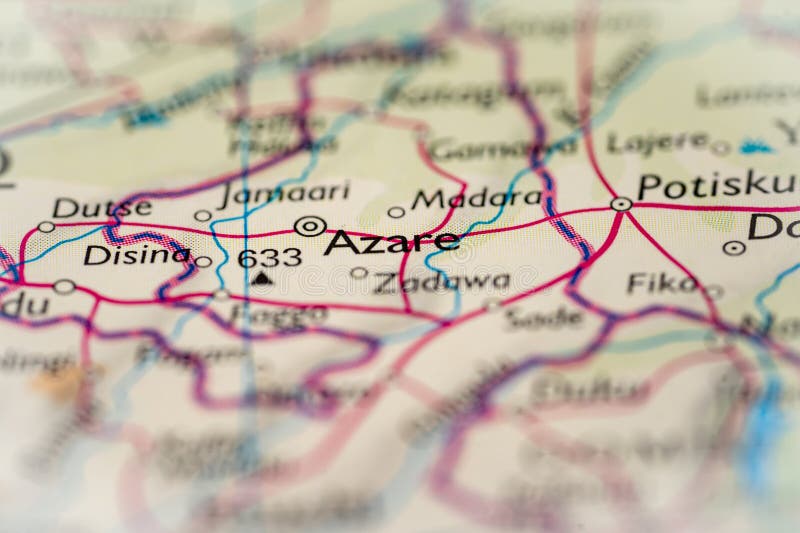 Azare, Nigeria Highlighted on a World Map Stock Photo - Image of ...