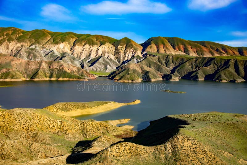 Azat Reservoir with Mountains Stock Photo - Image of landscape ...