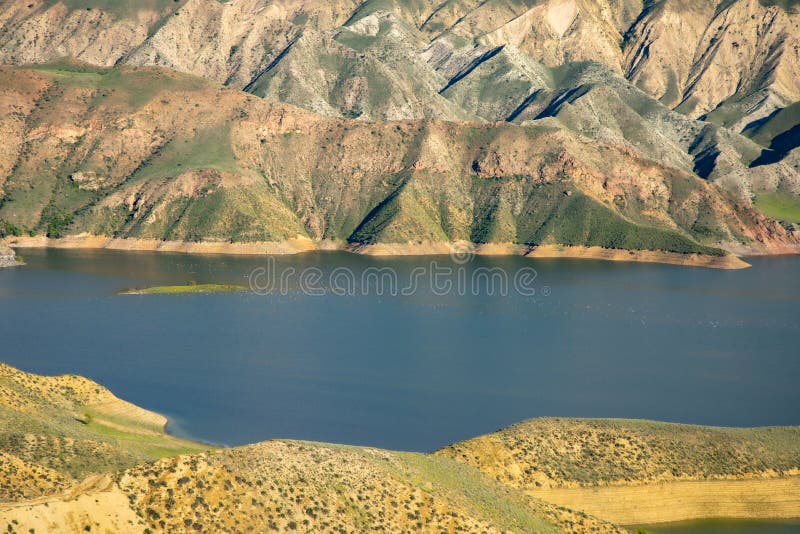 Azat Reservoir with Mountains Stock Photo - Image of landscape ...