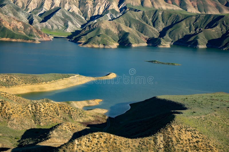 Azat Reservoir with Mountains Stock Photo - Image of landscape ...