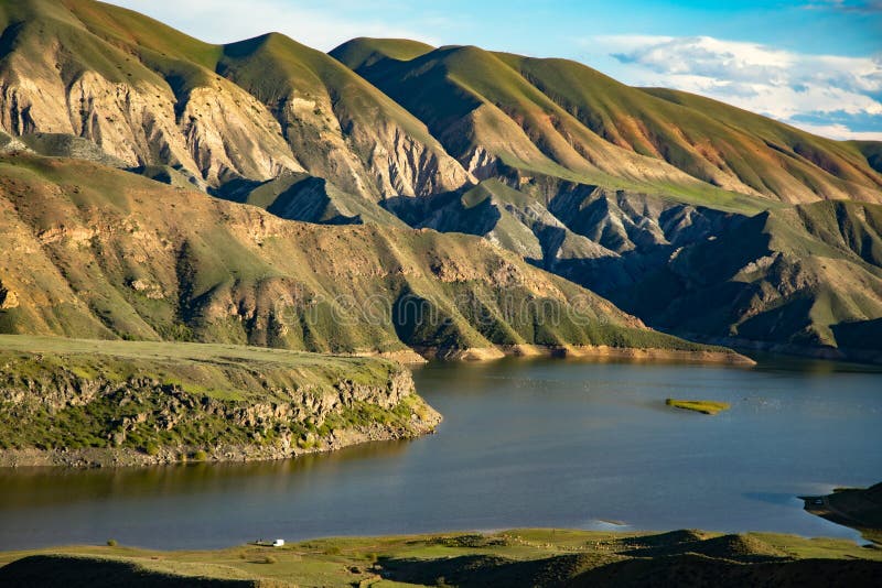 Azat Reservoir with Mountains Stock Photo - Image of landscape ...