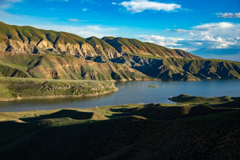 Azat Reservoir with Mountains Stock Photo - Image of landscape ...