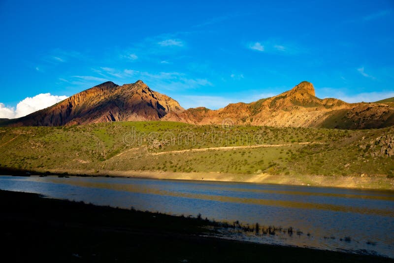 Azat Reservoir with Mountains Stock Photo - Image of landscape ...