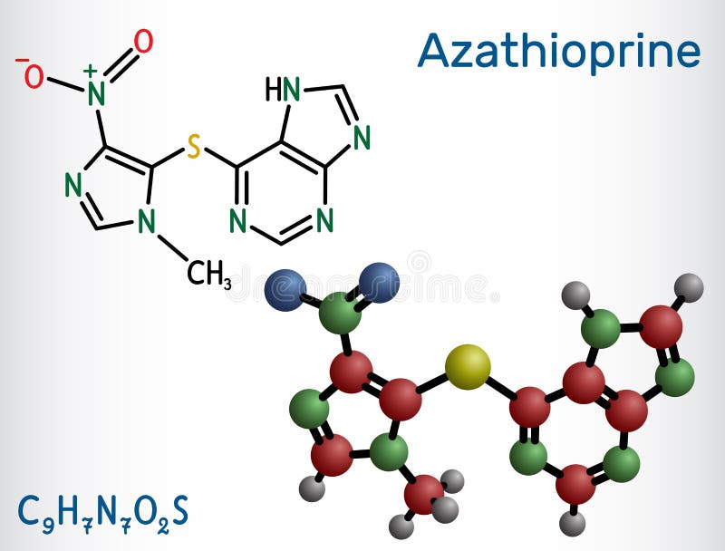 Azathioprine, AZA Molecule. it is Immunosuppressive Agent, Medication ...