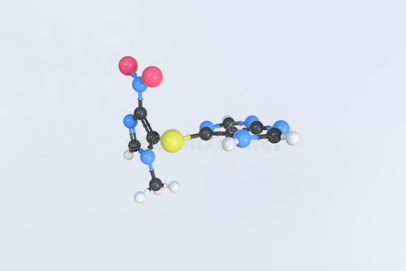 Azathioprine Molecule. Isolated Molecular Model. 3D Rendering Stock ...