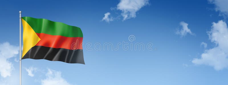 Azawad MNLA Flag Isolated on a Blue Sky. Horizontal Banner Stock ...