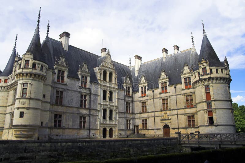 Azay Le Rideau Chateau, Frankreich Stockbild - Bild von wände, sonne ...