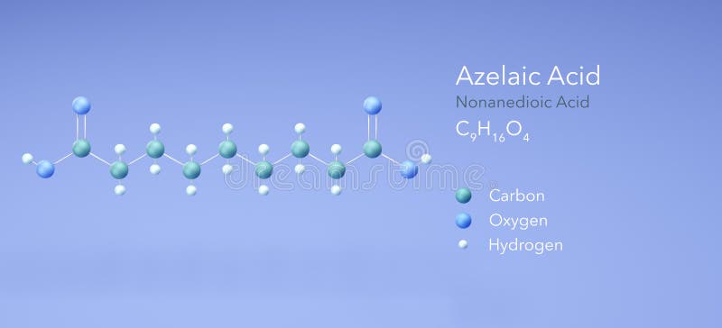 Azelaic Acid, Nonanedioic. Molecular Structure 3d Rendering, Structural ...