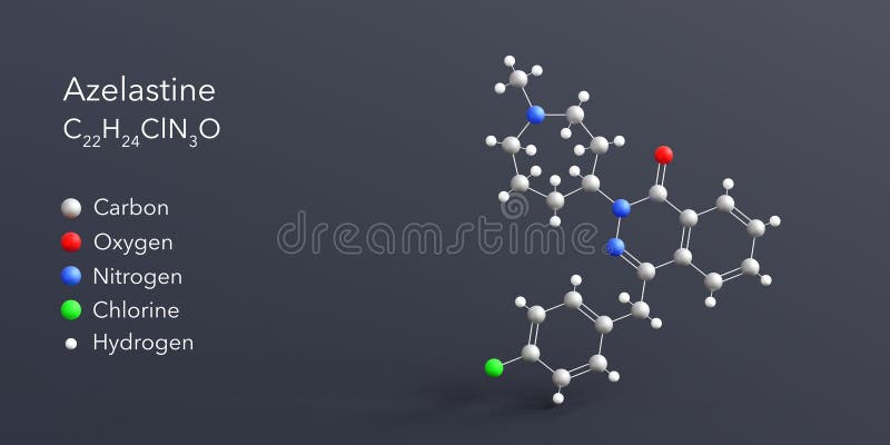Azelastine Molecule 3d Rendering, Flat Molecular Structure with ...