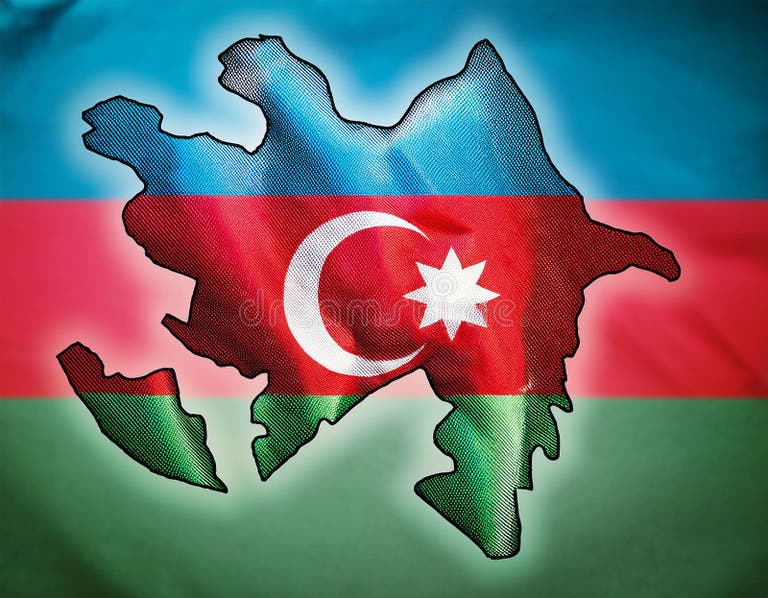 Azerbaijan Map and Flag stock illustration. Illustration of east ...