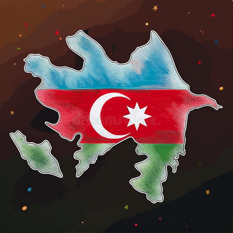 Azerbaijan Map and Flag stock illustration. Illustration of circle ...