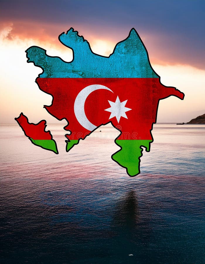 Azerbaijan Map and Flag stock illustration. Illustration of country ...