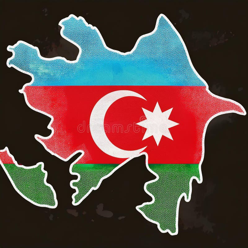 Azerbaijan Map and Flag stock illustration. Illustration of organ ...
