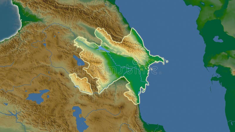 Azerbaijan - Physical. Composition Stock Illustration - Illustration of elevation, territory ...