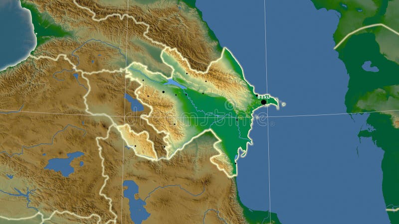 Azerbaijan - Physical. Composition, Borders Stock Illustration ...