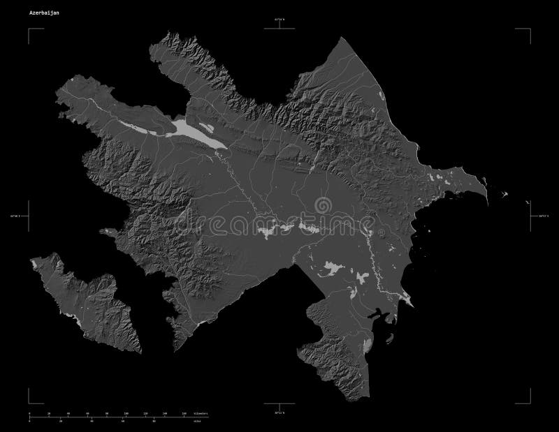 Azerbaijan Shape on Black. Bilevel Stock Illustration - Illustration of ...
