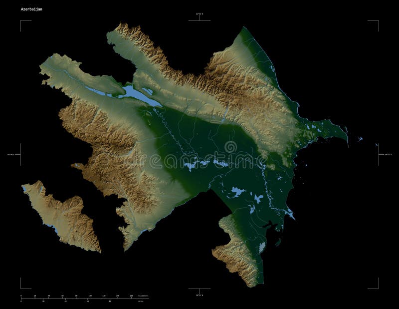 Azerbaijan Shape on Black. Physical Stock Illustration - Illustration ...