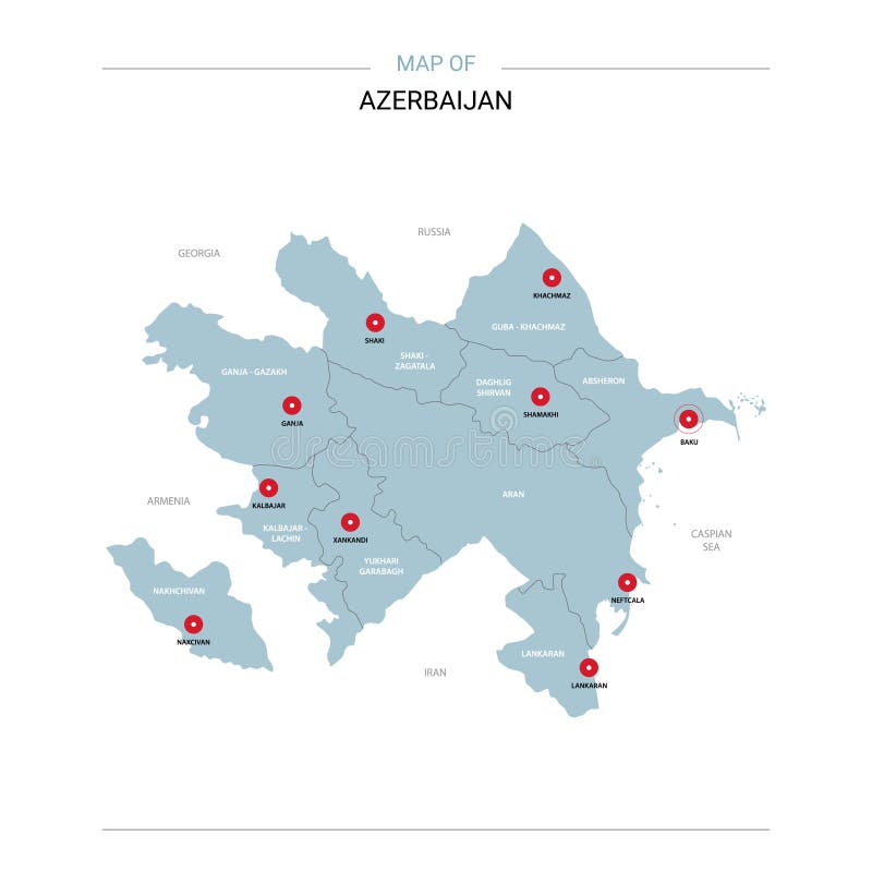 Vector Map of Azerbaijan . High Detailed Country Map with Division ...