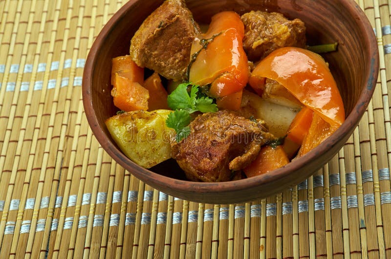 Azerbaijan tava-kebab stock photo. Image of plate, roasted - 98801010