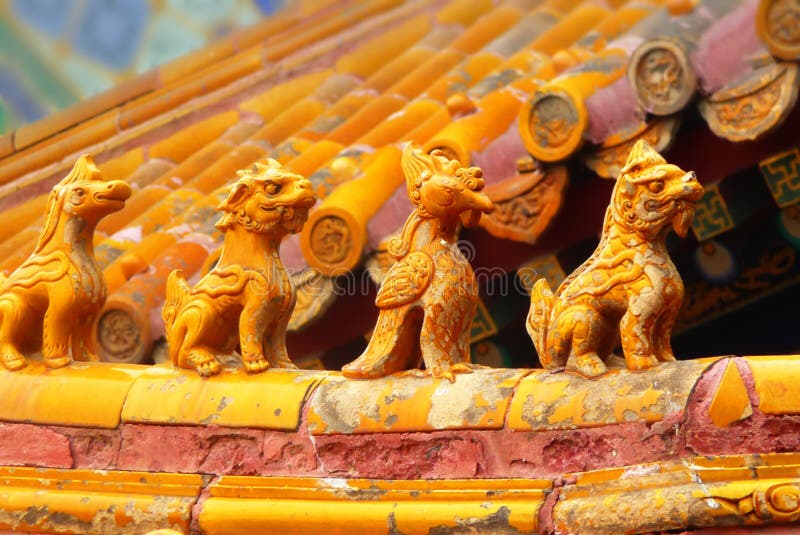 Aziatisch Dak in De Verboden Stad, Peking, China Stock Foto - Image of ...