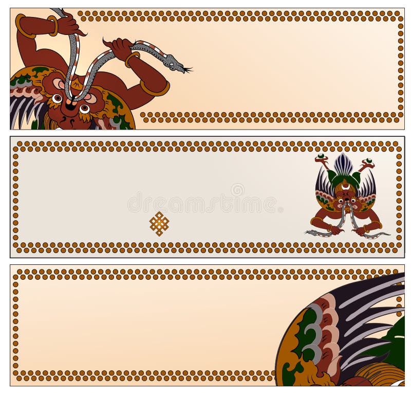 Aziatische Banner: Vector Demon Met Slang Vector Illustratie ...