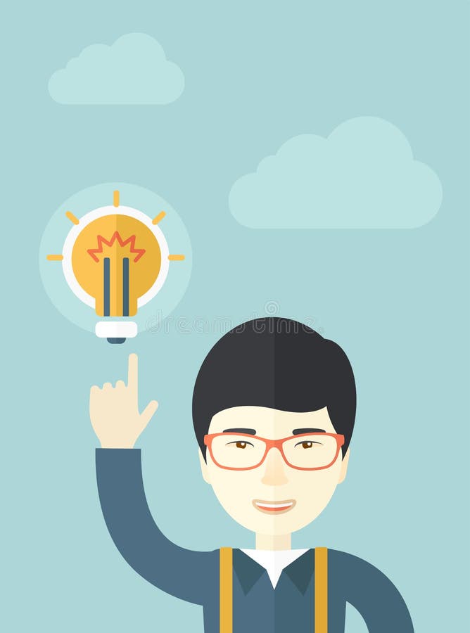 Aziatische Kerel Die Een Goed Idee Hebben Vector Illustratie ...
