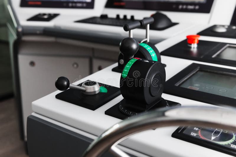 Azimuth Thruster Control Levers, Equipment of a Tug Boat Control Panel ...