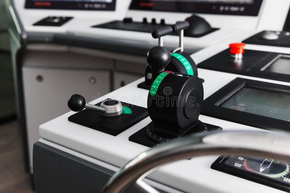 Azimuth Thruster Control Levers, Equipment of a Tug Boat Control Panel ...