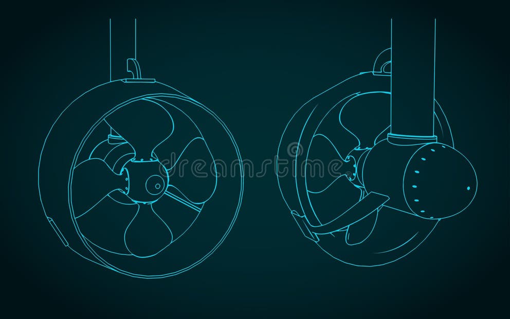 Azimuth thruster sketches stock vector. Illustration of blueprint ...