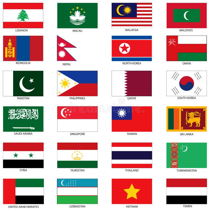 Azjatyckie flaga ilustracja wektor. Ilustracja złożonej z bahrajn ...