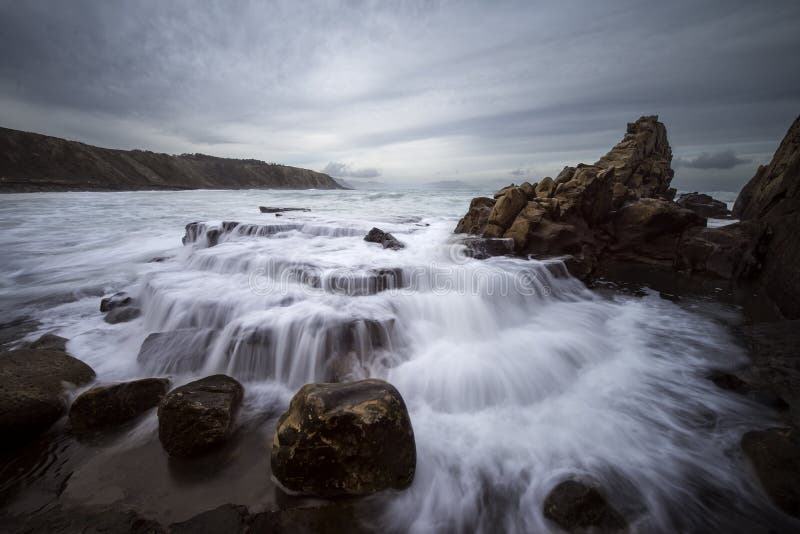 Reflect in the Beach of Azkorri in Getxo Stock Image - Image of mist ...