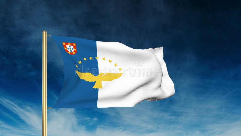 Flag of Azores Realistic Waving on Green Screen. Seamless Loop ...