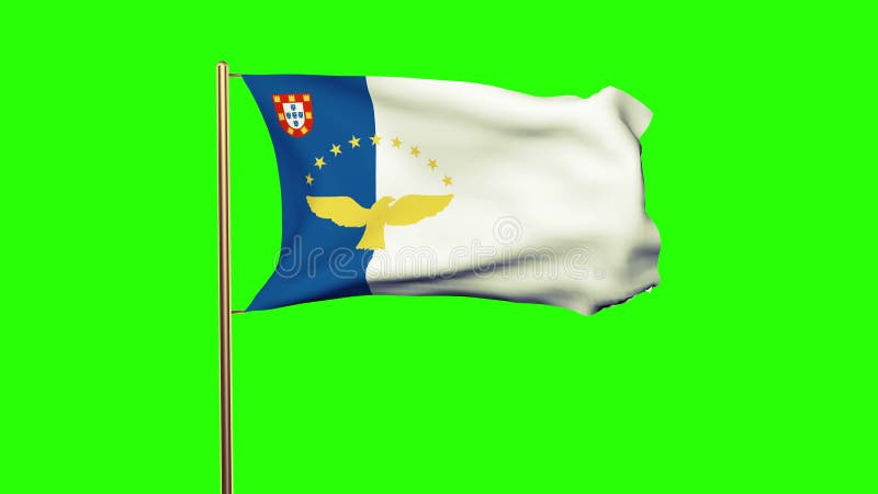 Flag of Azores Realistic Waving on Green Screen. Seamless Loop ...