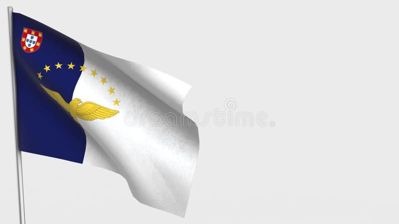 Flag of Azores Realistic Waving on Green Screen. Seamless Loop ...