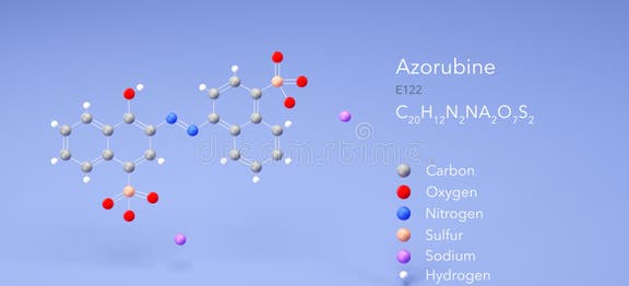 Azorubine Molecule, Molecular Structures, Azo Dye E122, 3d Model ...