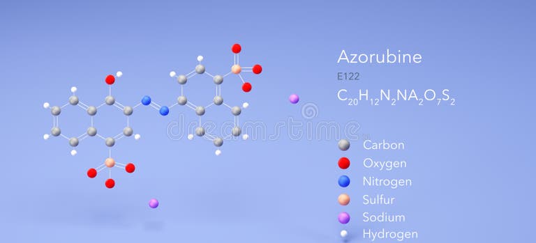 Azorubine Molecule, Molecular Structures, Azo Dye E122, 3d Model ...