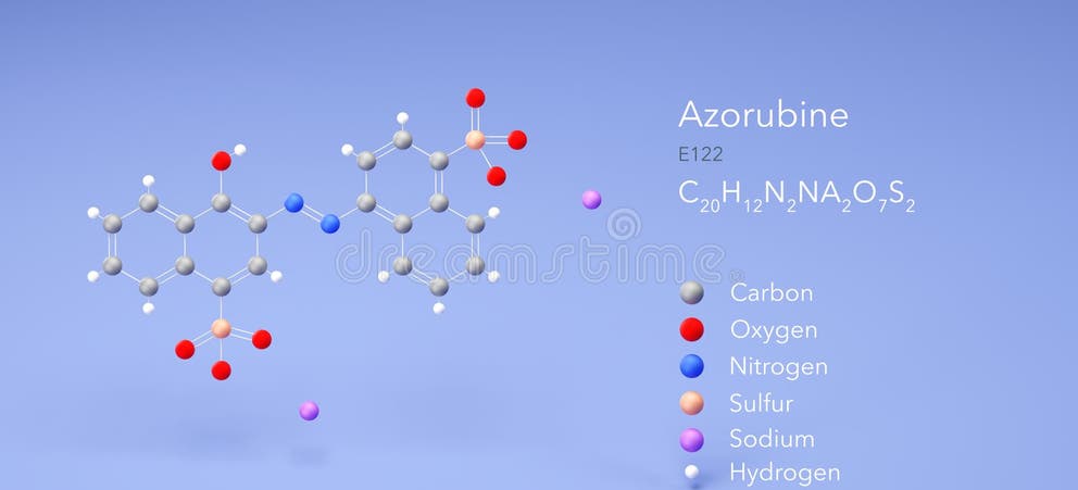 Azorubine Molecule, Molecular Structures, Azo Dye E122, 3d Model ...