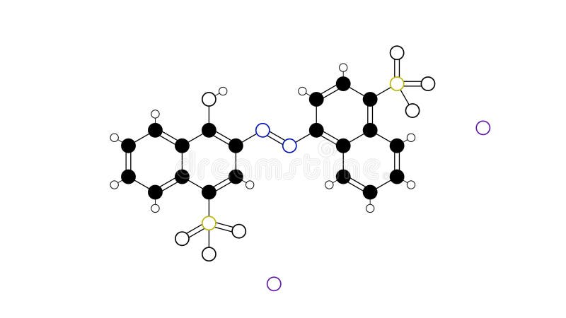 Azorubine Molecule, Structural Chemical Formula, Ball-and-stick Model ...