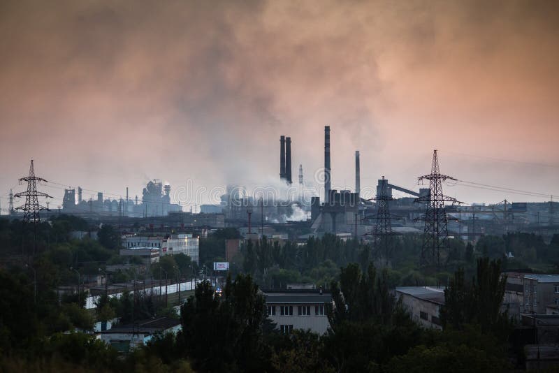 Azovstal Iron and Steel Works Stock Image - Image of dusk, industy ...
