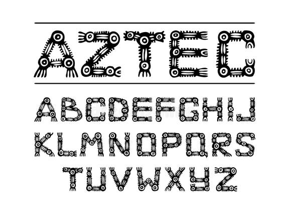 Aztec Ancient Ethnic Alphabet Stock Vector - Illustration of maya ...