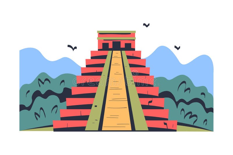 Pyramid Maya, Chief of Tribe Maya. Vector Mayan. Stock Vector ...