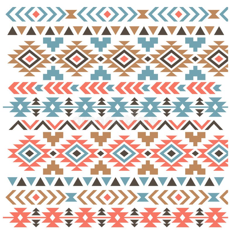 Aztec Tribal Warrior with Aztec Southwest Pattern. Vector Illustration ...