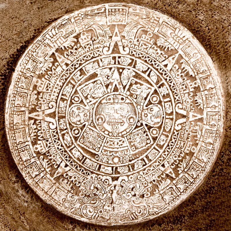 Sacred Pre-Columbian Aztec Calendar Stock Image - Image of mesoamerica ...