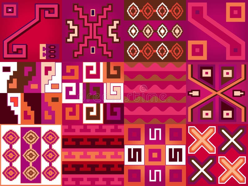 Aztec Chile Language Pattern Seamless Boho Style. Stock Illustration ...