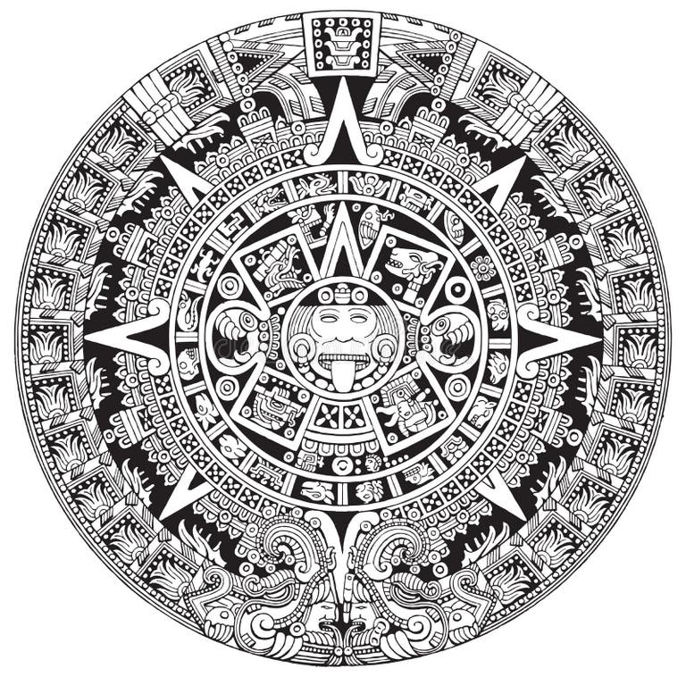Aztec Sun Stone Calendar Stock Illustrations – 409 Aztec Sun Stone ...