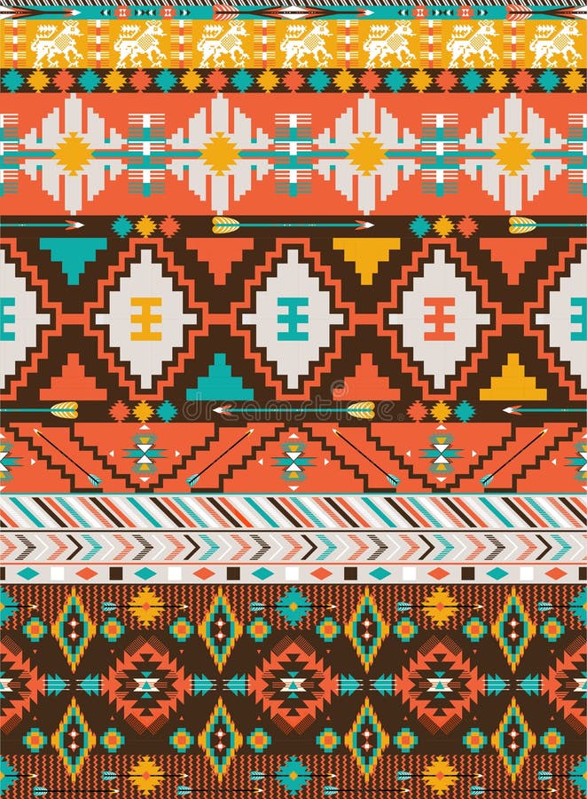 Aztec Colorful Geometric Seamless Pattern Stock Illustration ...