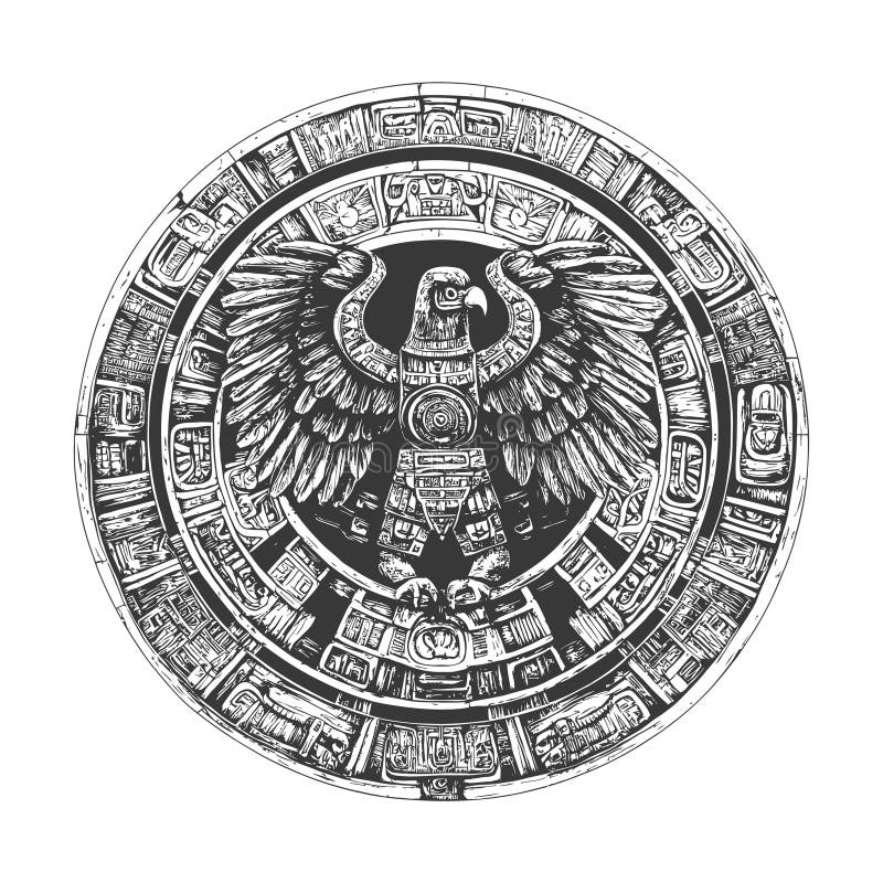 Intricate Aztec Eagle Mandala Design, Ancient Mexican Mythology Symbol ...