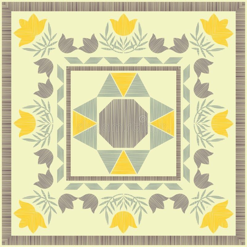 Aztec Elements with Decorative FlowersAztec Elements with Decorative ...